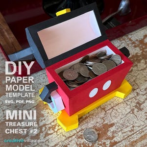 Mini Treasure Chest #2 - DIY Polygonal Paper Art Model Template, Paper ...
