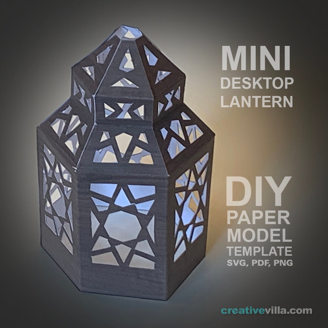 Mini Desktop Lantern #1 DIY Low Poly Paper Model Template, Paper Craft ...