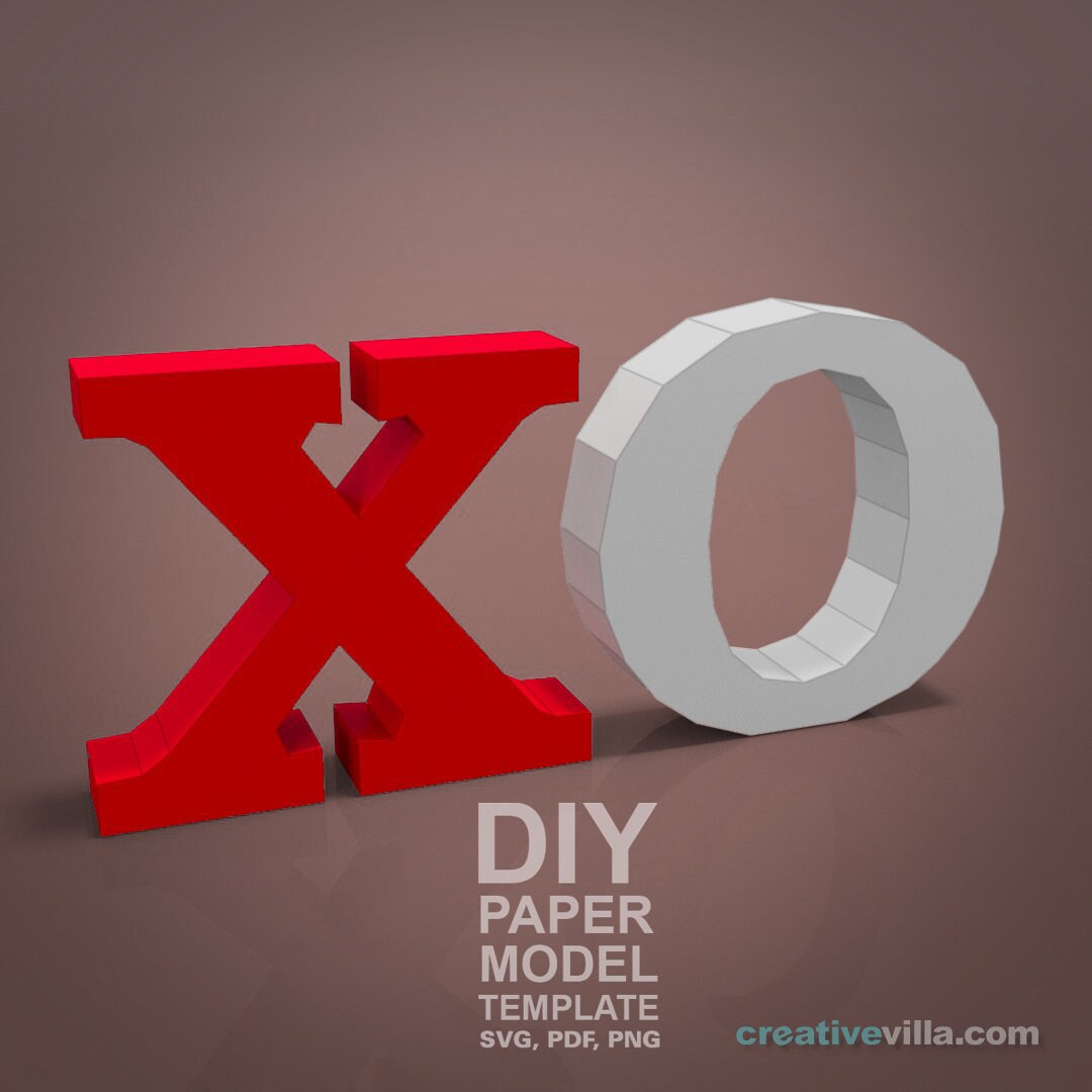 X and O Letters DIY Low Poly Paper Model Template, Paper Craft - Etsy