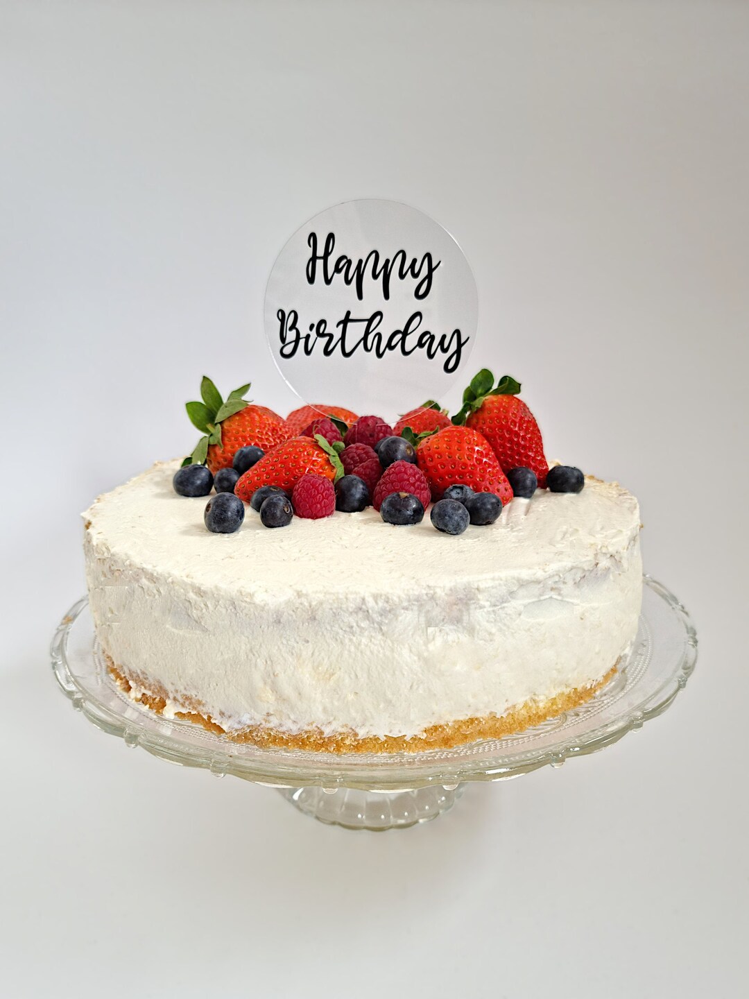 Round Acrylic Caketopper Birthday Cake Cutter Happy - Etsy