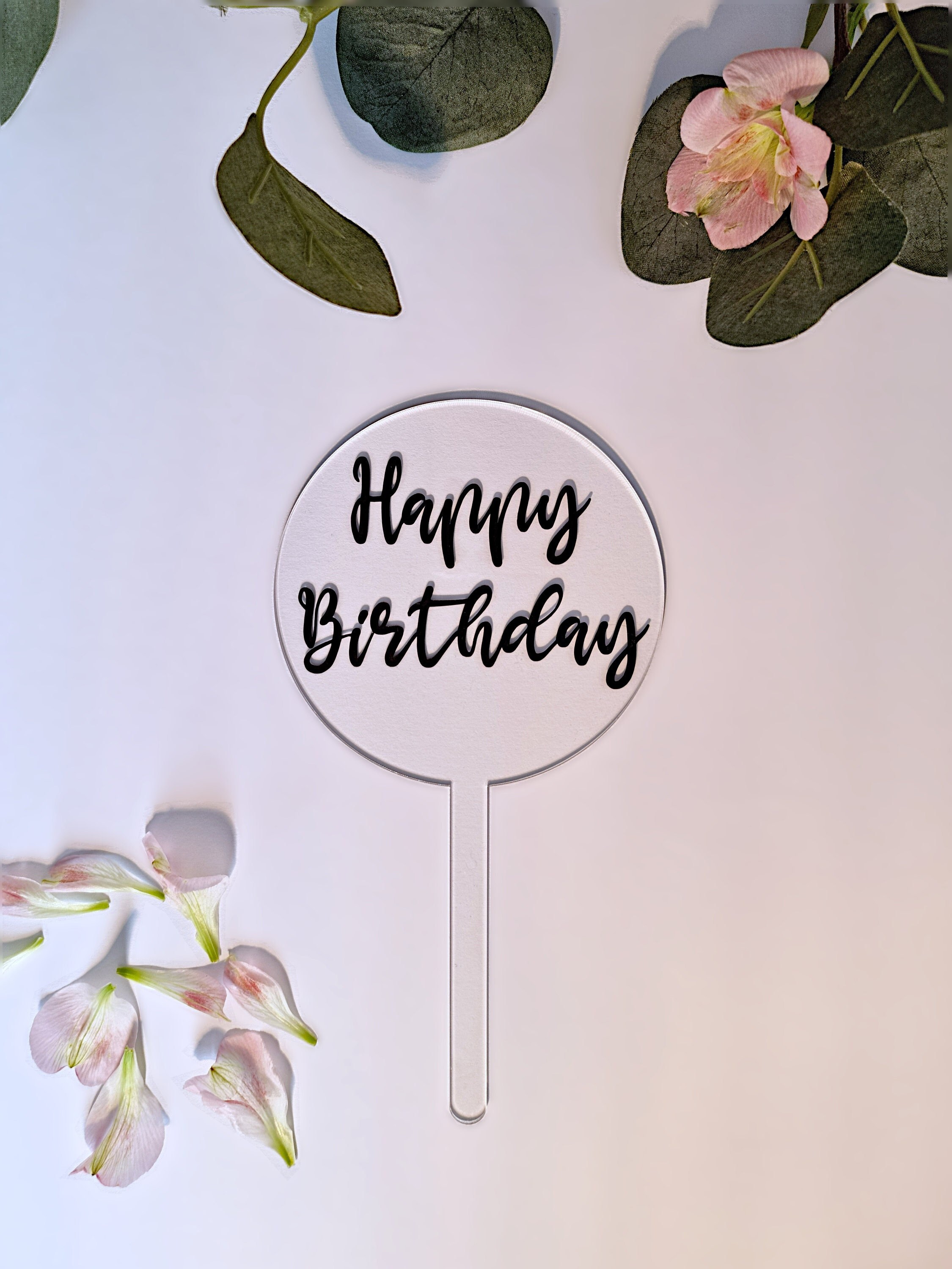 Round Acrylic Caketopper Birthday Cake Cutter Happy - Etsy