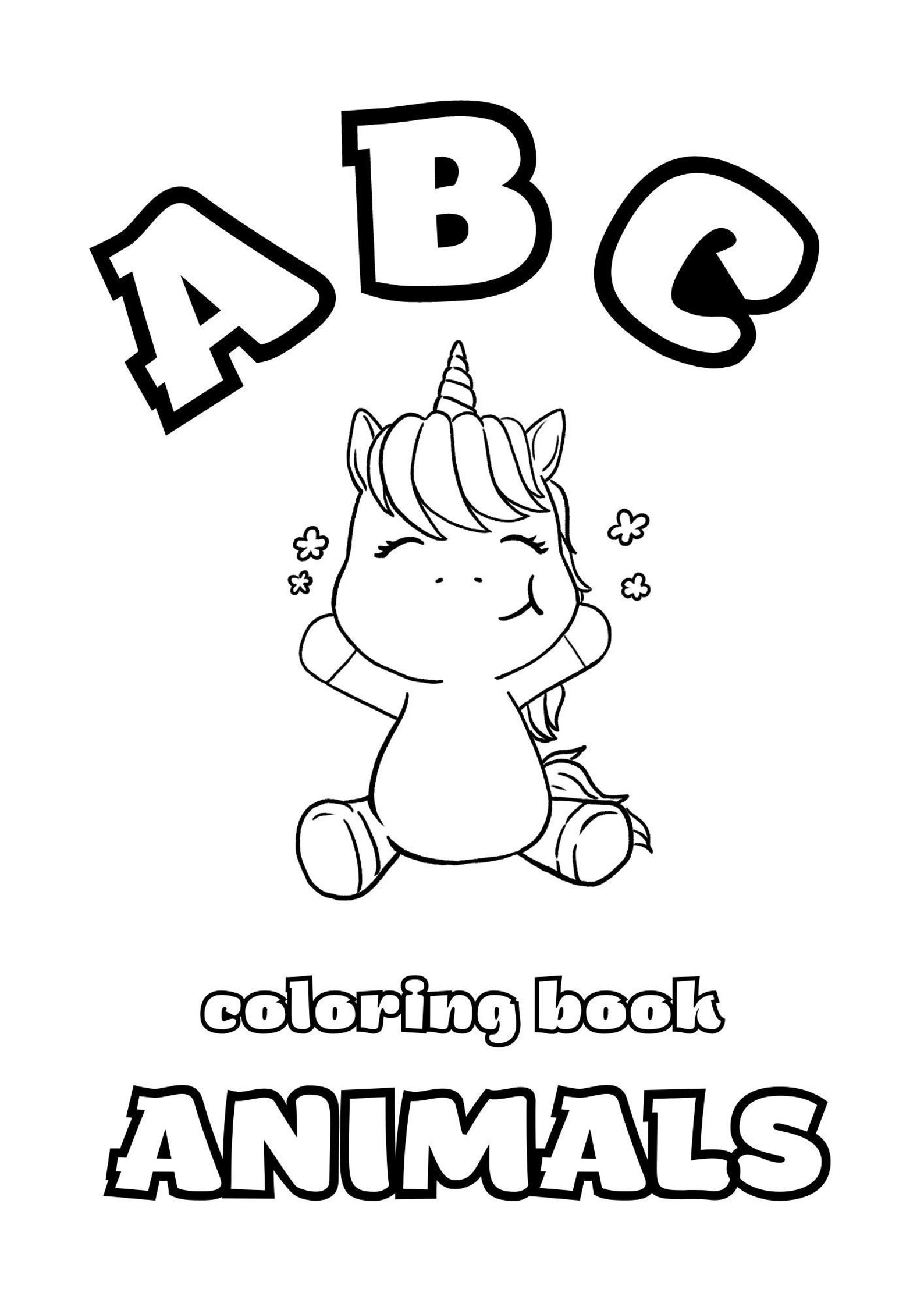 ABC Book, English Alphabet Coloring Book, ABC Animals, PDF Download - Etsy