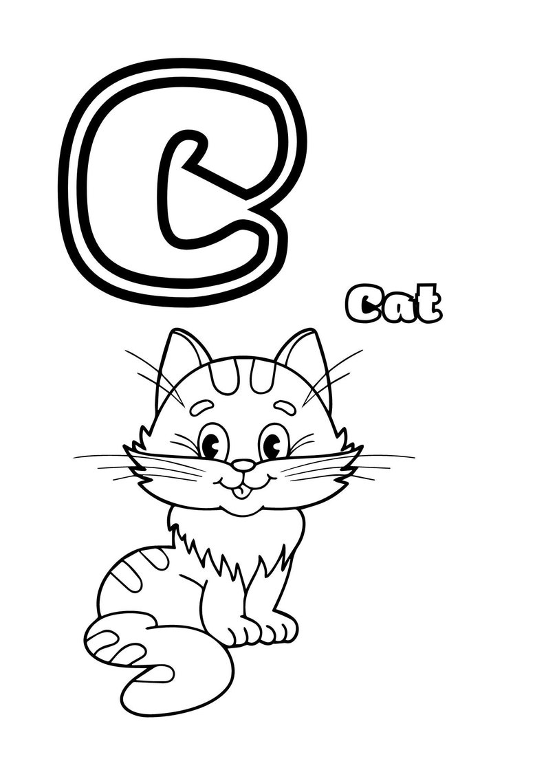 ABC Book, English Alphabet Coloring Book, ABC Animals, PDF Download - Etsy