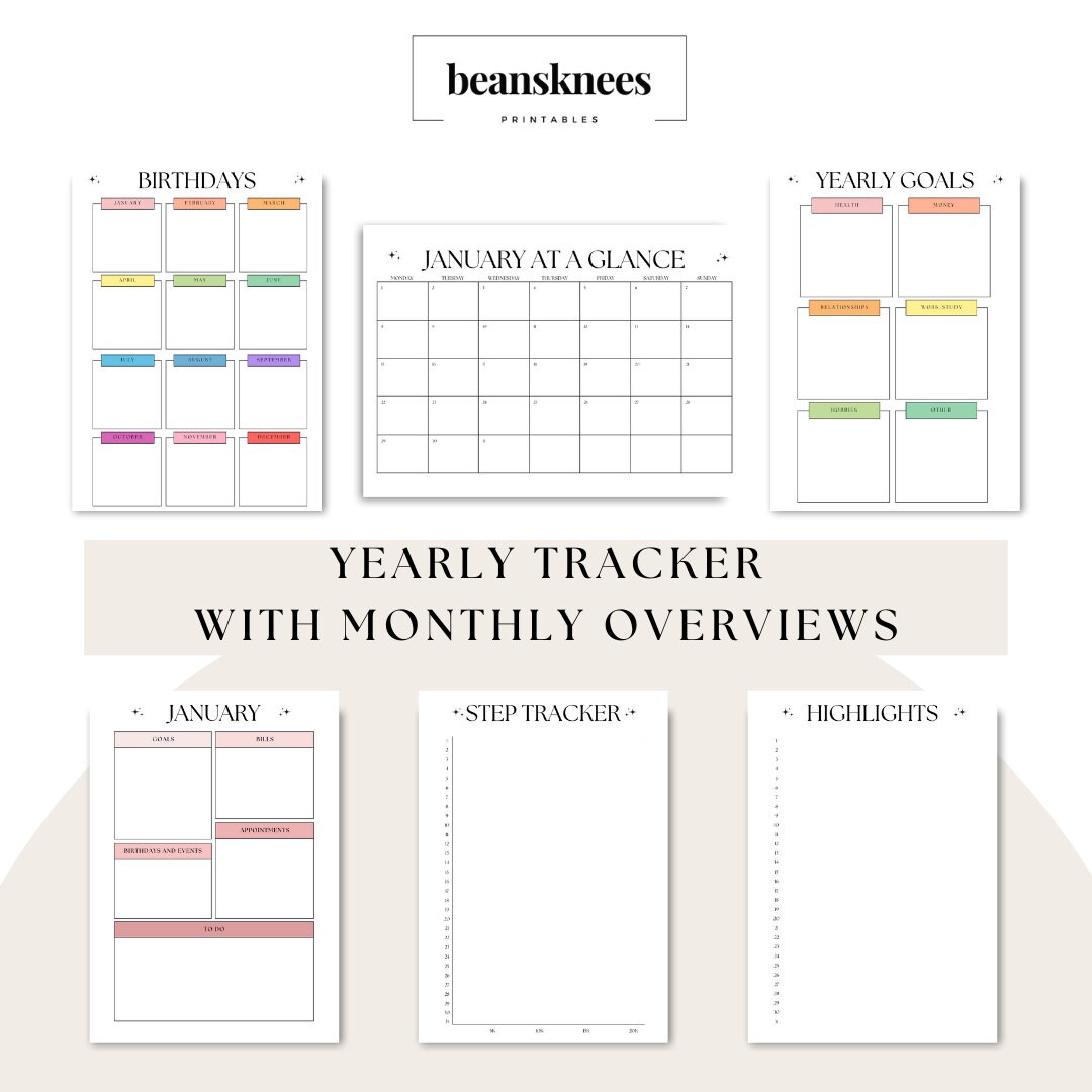 Printable Premade Bullet Journal Health Tracking Goal Setting Monthly ...