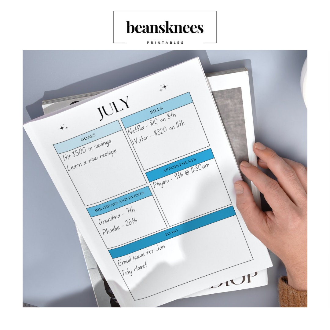 Printable Premade Bullet Journal Health Tracking Goal Setting Monthly ...