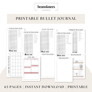 Printable Premade Bullet Journal Health Tracking Goal Setting Monthly ...
