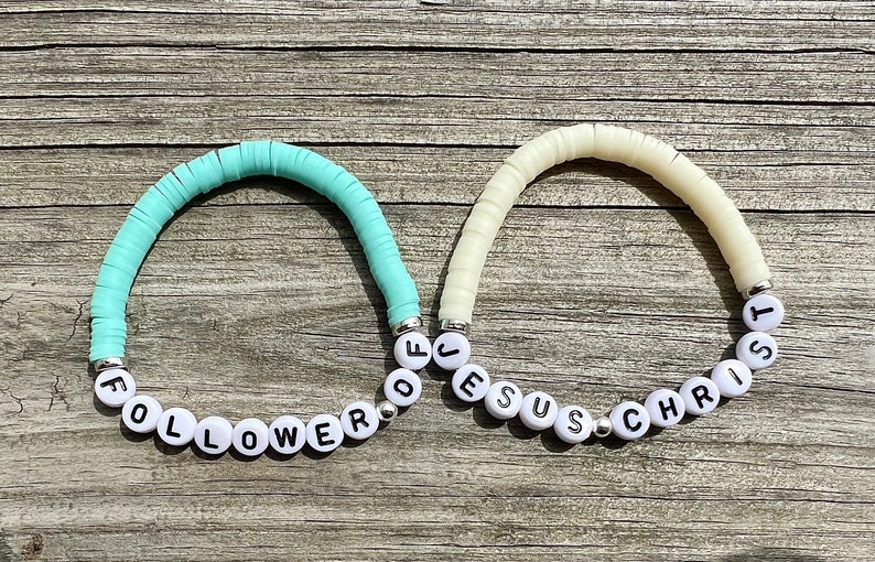 Jesus Christ Heishi Bracelet Follower of Jesus Christ Rainbow Heishi ...