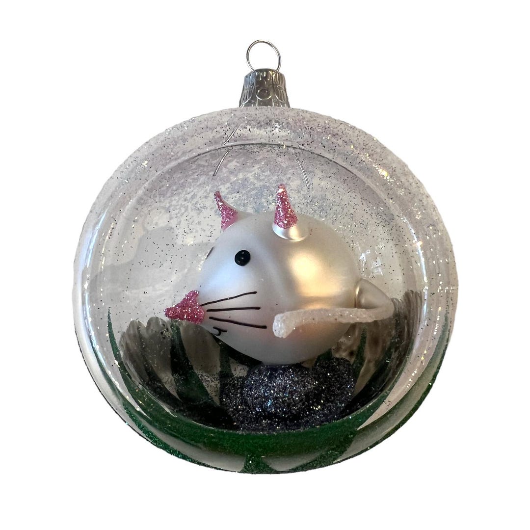 Christmas Bauble Ornament Transparent With Little Mouse - Etsy