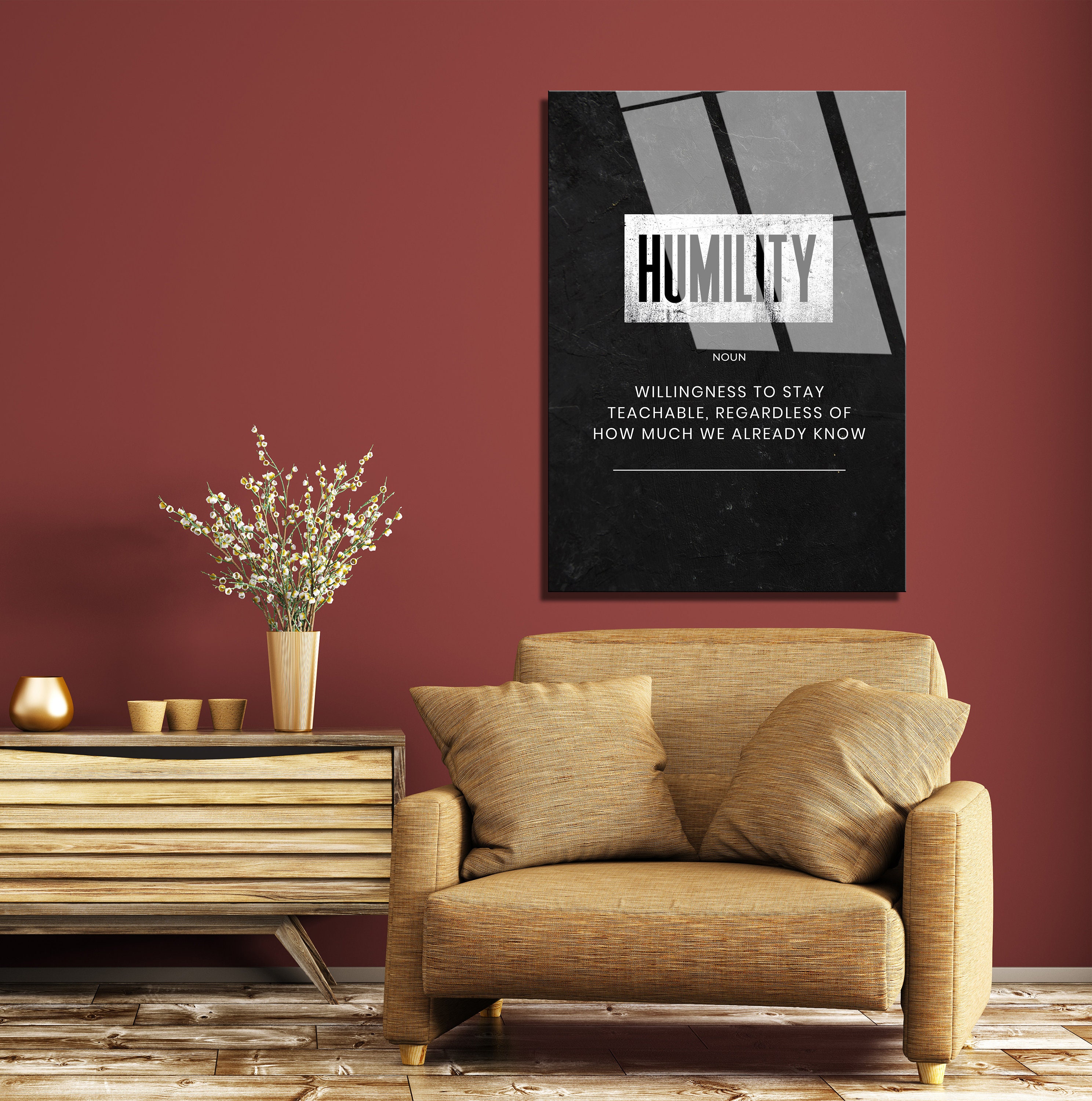 HUMILITY Definition Motivational Glass Wall Art Motivational Poster ...