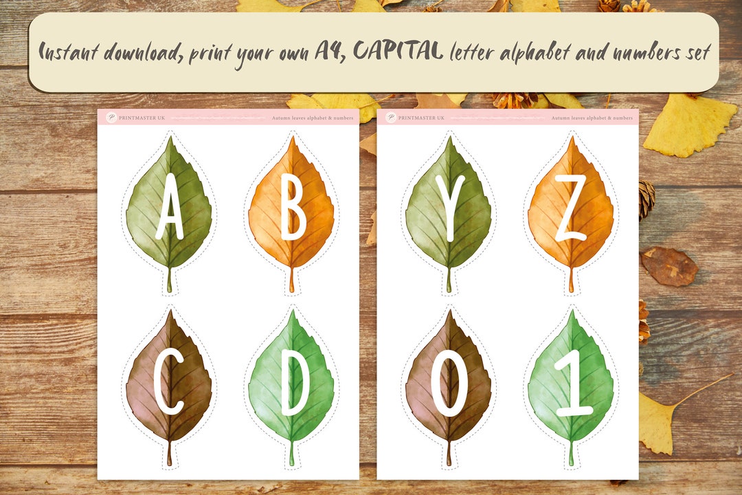 PRINTABLE DIY Autumn Leaves, CAPITAL Letters, Alphabet Phonics ...