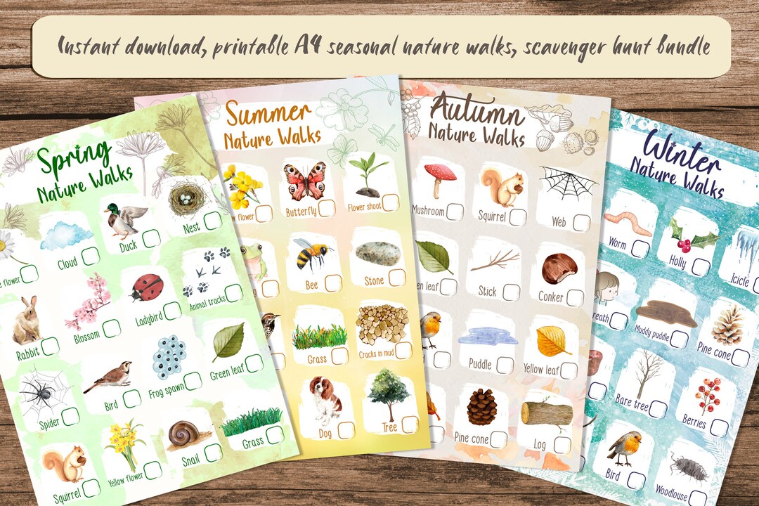 PRINTABLE, Instant Download, Spring, Summer, Autumn, Winter, Nature ...