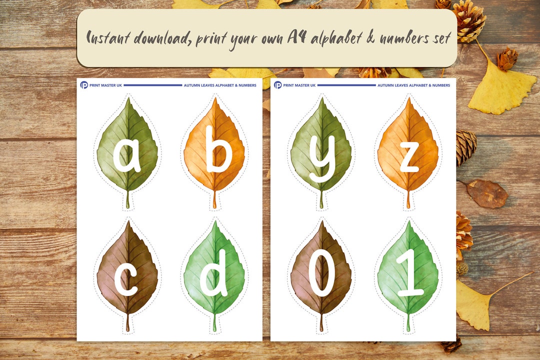 PRINTABLE DIY Autumn Leaves, Alphabet Phonics & Numbers, Nature ...