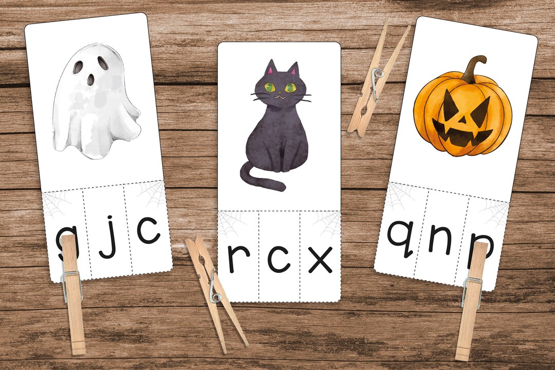PRINTABLE Halloween Initial Sounds Clip Cards Letter - Etsy