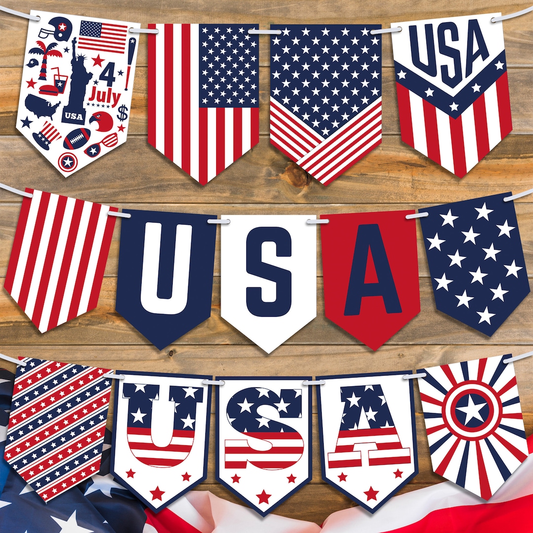 USA, Printable, Download, DIY, Banner, Bunting, Garland, Flags ...