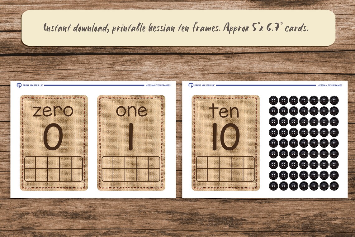 PRINTABLE Hessian Effect Ten Frame Counting Numeracy - Etsy