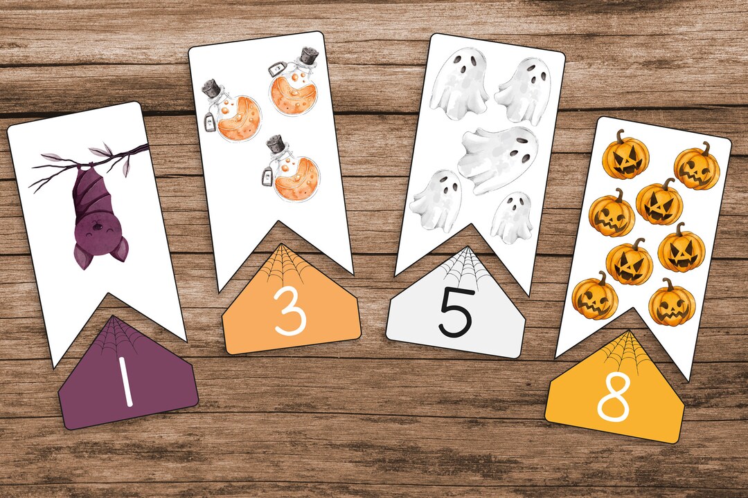 PRINTABLE Halloween Numbers 1-10 Cards Autumn Self - Etsy