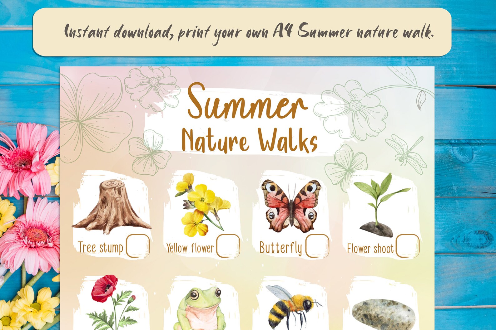 PRINTABLE, Instant Download, Summer, Nature Walks, Checklist, Scavenger ...