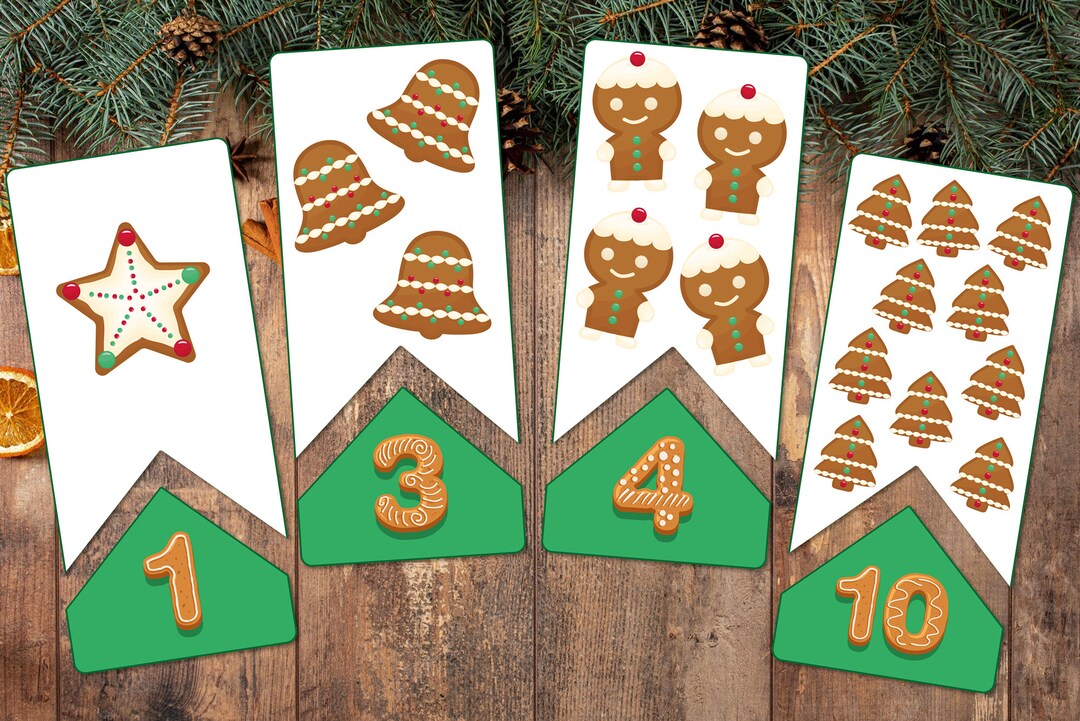 PRINTABLE Gingerbread Numbers 1-10 Cards Puzzle Festive - Etsy