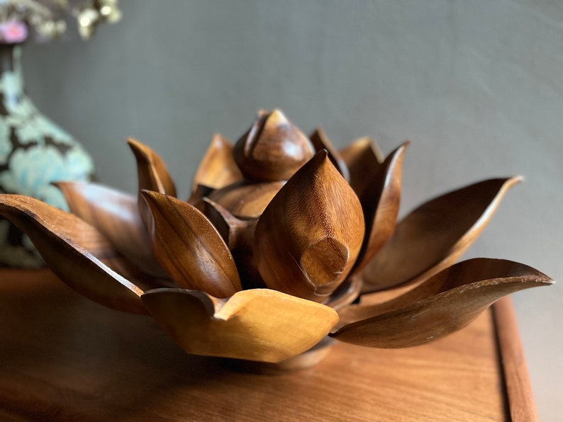 Vintage Teak Lotus Lazy Susan Turntable - Etsy UK
