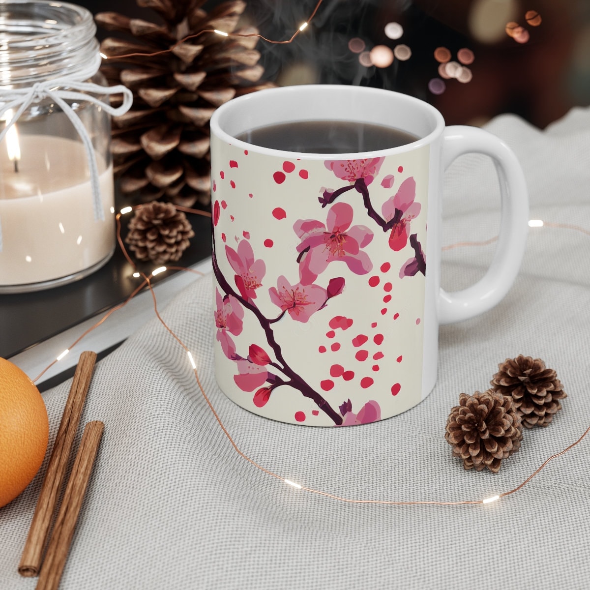 Cherry Blossom Tree Mug, Japanese Pink Sakura Ceramic Coffee Mug, 11oz ...