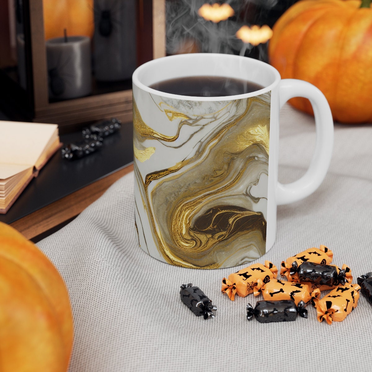 White and Gold Marble Textures Mug, Marble Mugs, Coffee Mug, Home Decor ...