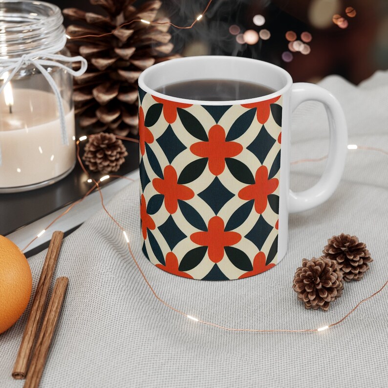 Floral Mug, Scandinavian Decor, Floral Print, Seamless Pattern, Finnish ...
