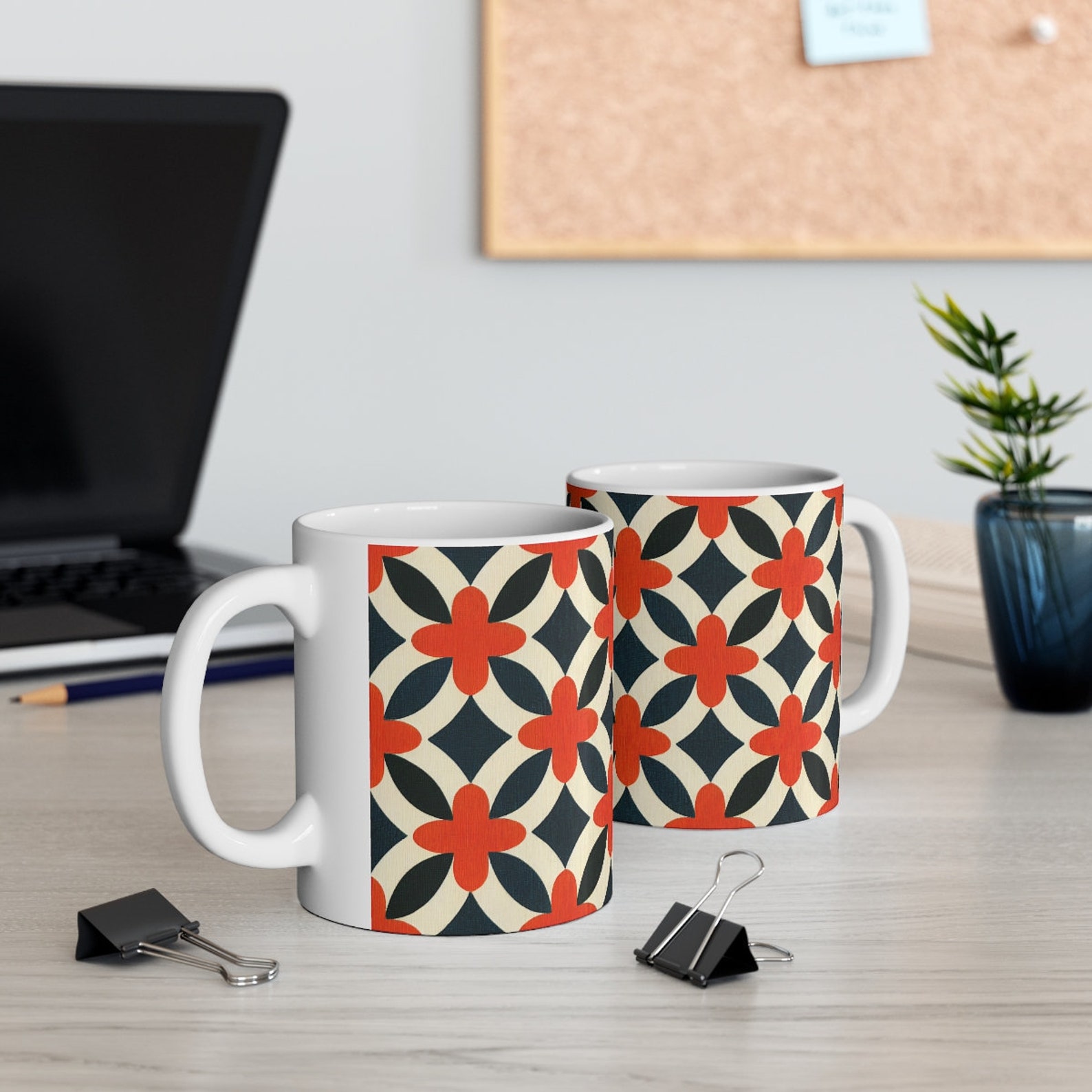 Floral Mug, Scandinavian Decor, Floral Print, Seamless Pattern, Finnish ...