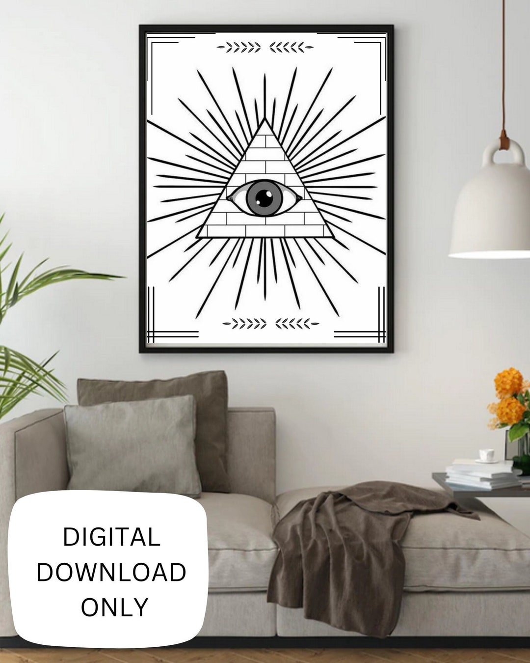 Pyramide Eye Wall Art Decor Home Bedroom Prints Living Room Minimalist ...