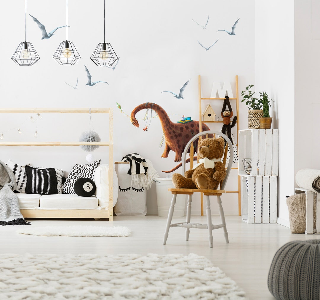 Dinosaur Kids Room Wall Decal – Friendly Dino, Pterodactyls - Etsy
