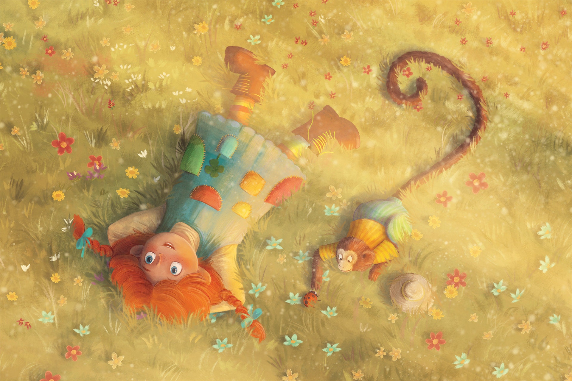 Children Wallpaper ON ANY SIZE Pippi and Mr Nilsson in a - Etsy