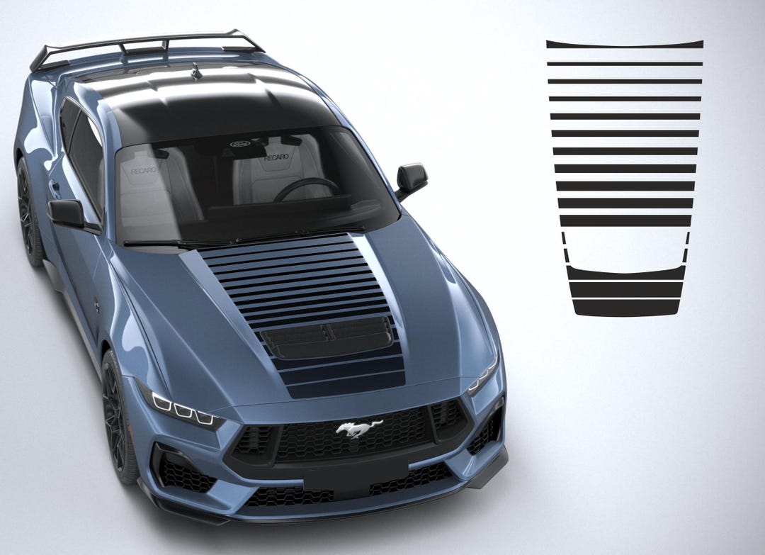 Hood Center Stripe Decal for Ford Mustang 2025–2026 – Custom Vinyl ...