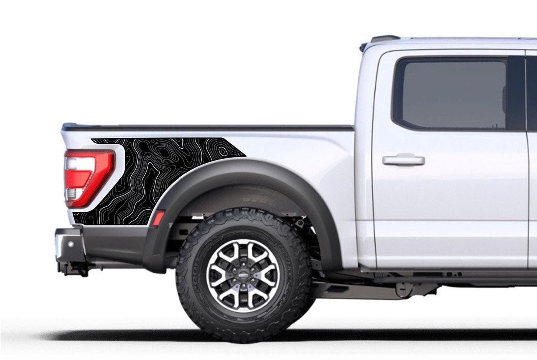 Side Bed Stickers Topographic Map Vinyl Decals Fits Ford F150 Raptor ...