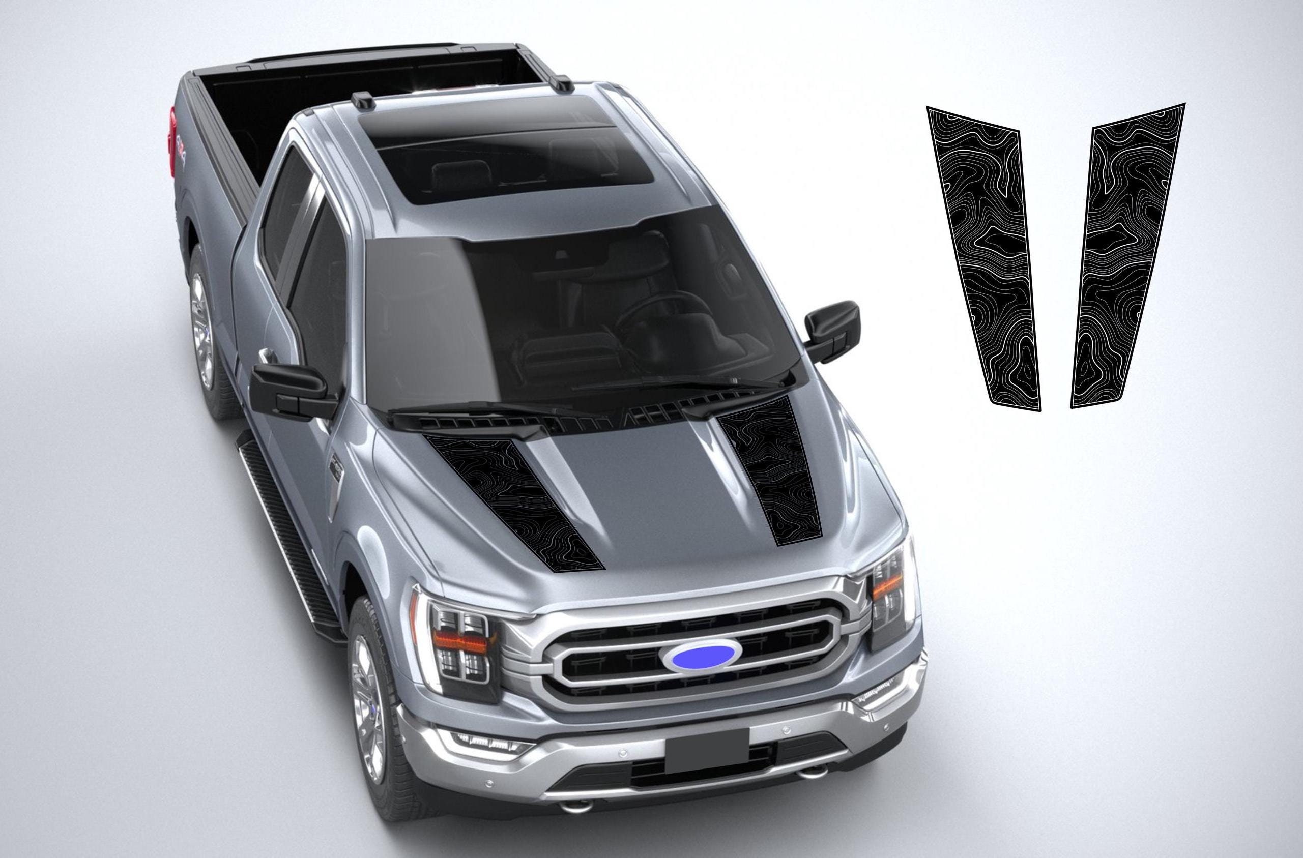 Hood Stickers Topographic Map Vinyl Decals Fits 2021 - 2024 Ford F150 ...