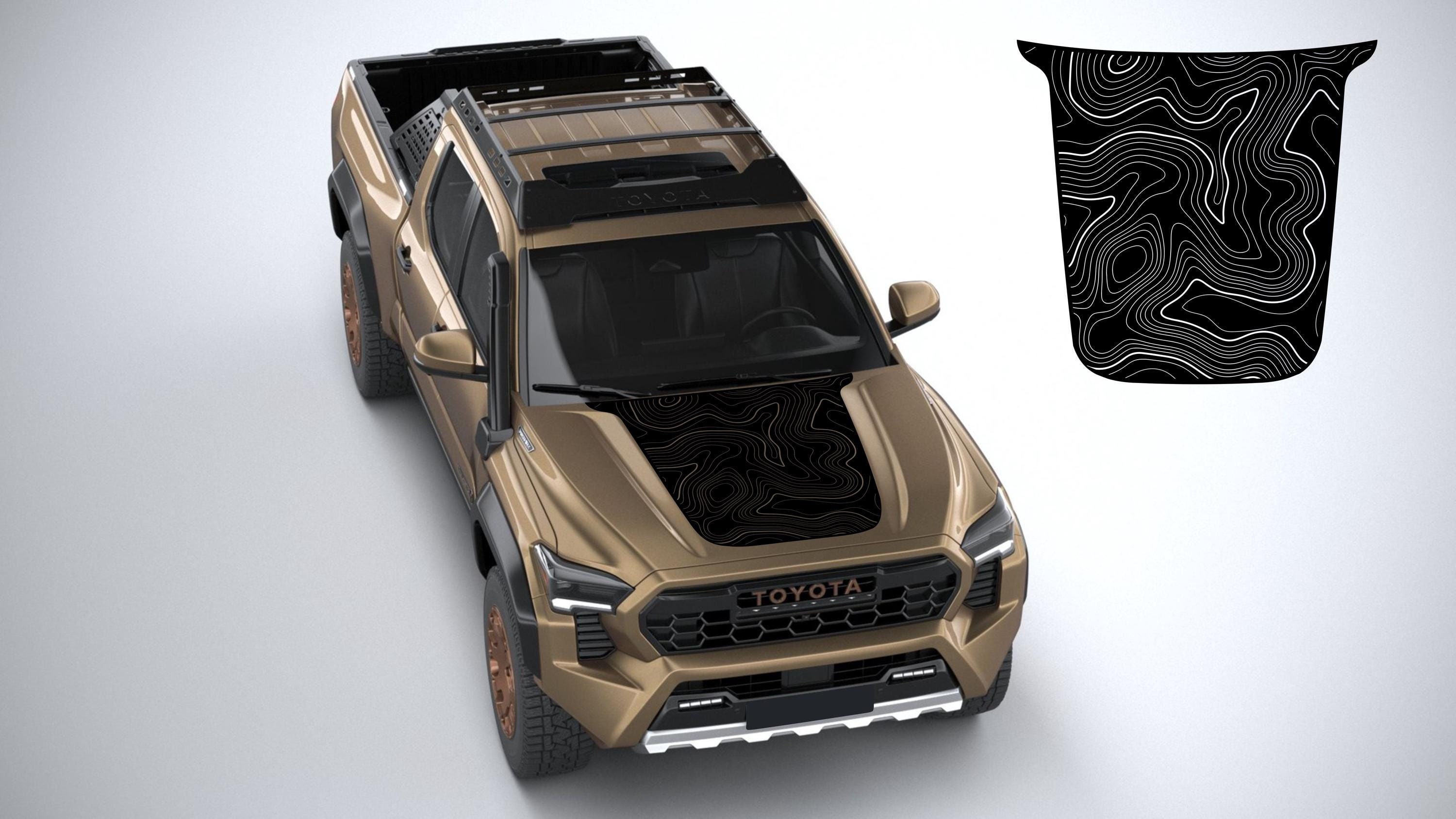 Hood Sticker Topographic Map Vinyl Decal Fits Toyota Tacoma 2024 2025 ...