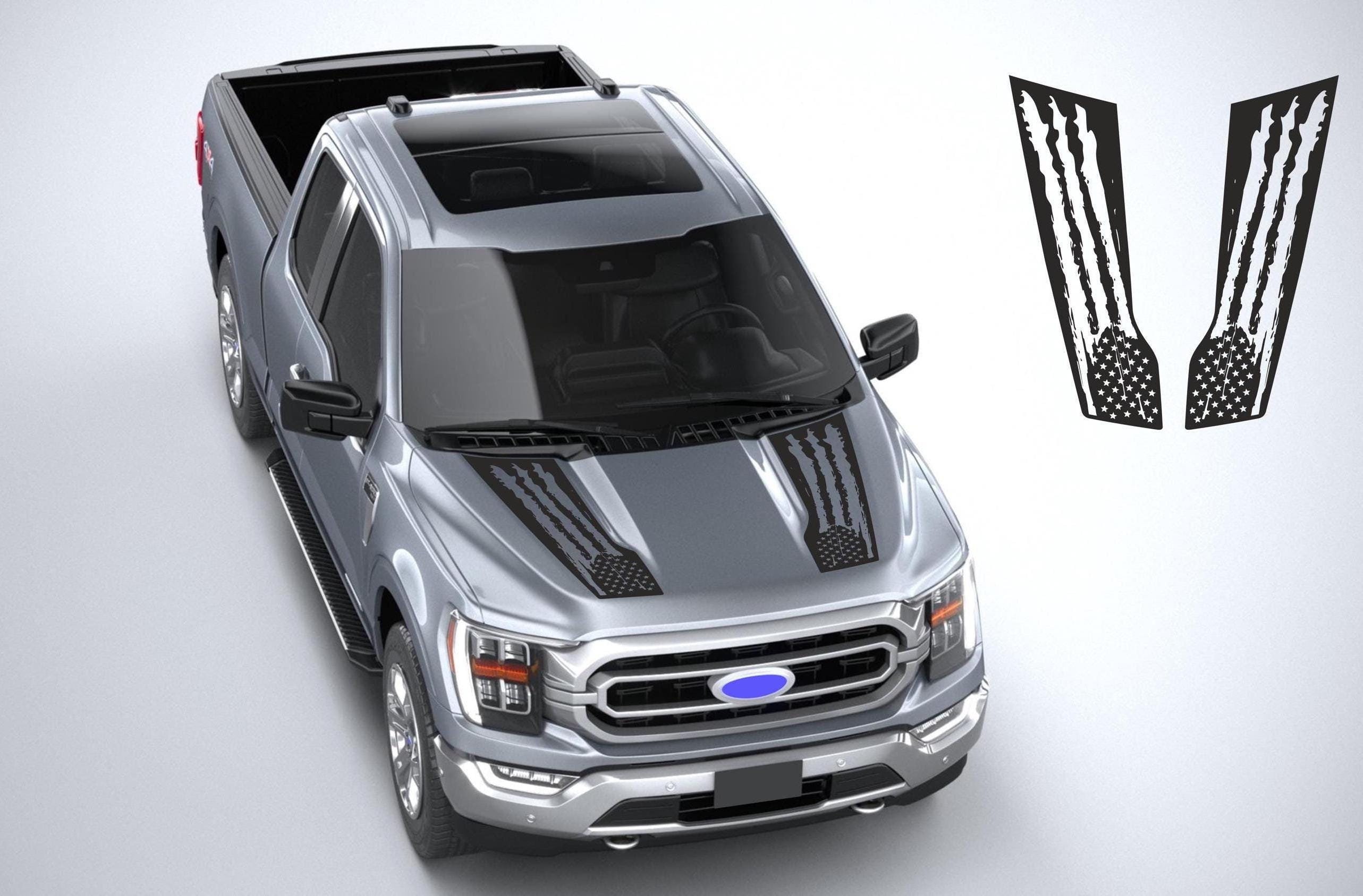 Hood Stickers American Flag Vinyl Decals Fits 2021 - 2024 Ford F150 XLT ...