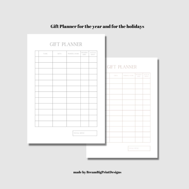 Gift Planner Printable, Gift Ideas, Gift List, Gift Tracker, Gift ...