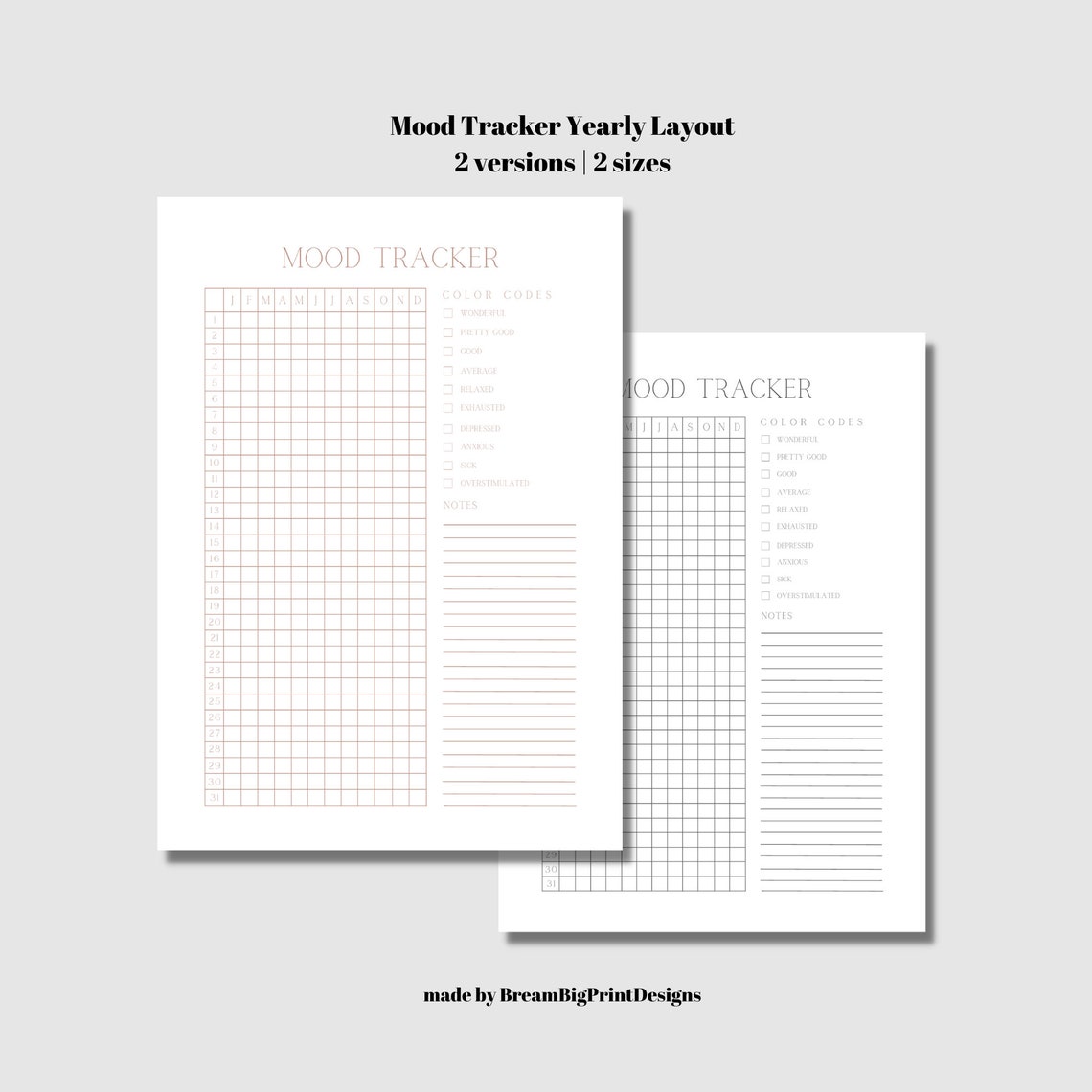 Mood Tracker Printable, Mood Chart Journal, Bullet Journal Printable ...