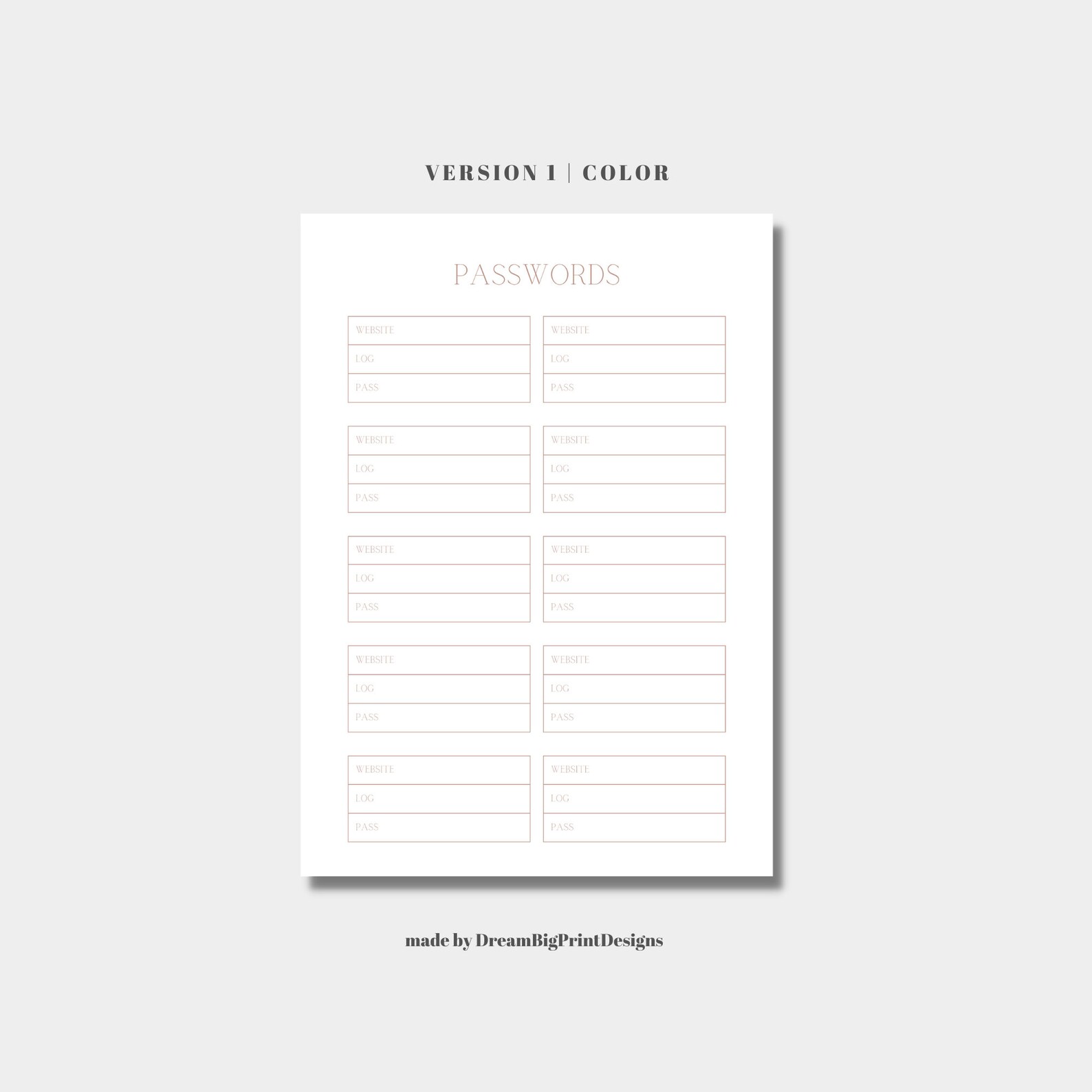 Password Log Password Tracker Printable And Fillable Password Keeper