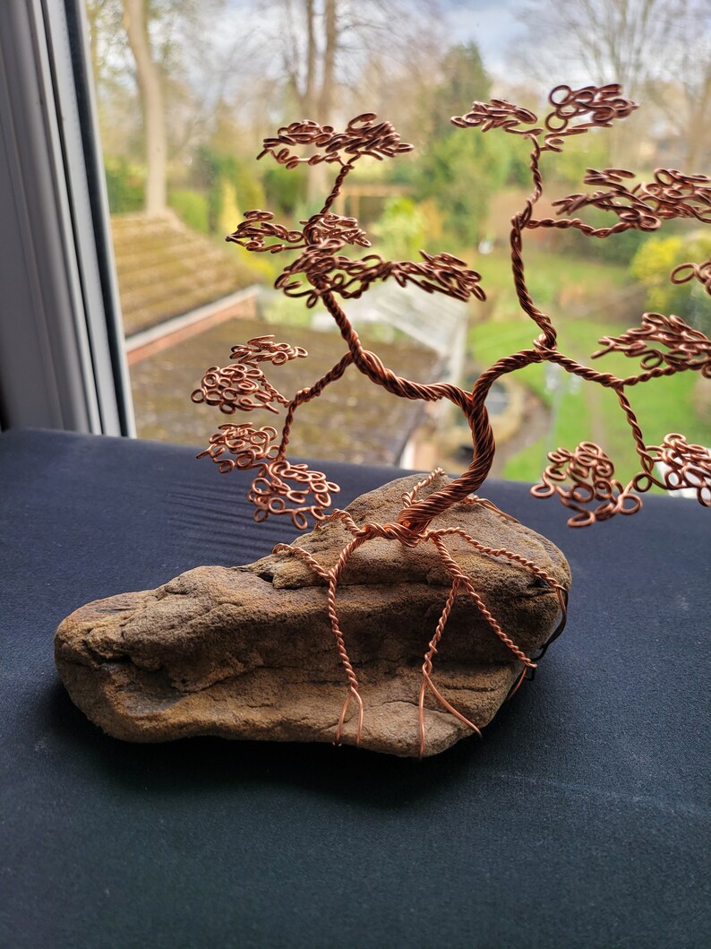 Copper Wire Tree Sculpture Bonsai Natural Stone Wire - Etsy