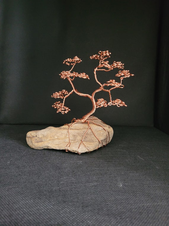 Copper Wire Tree Sculpture Bonsai Natural Stone Wire - Etsy