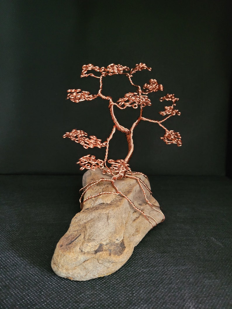 Copper Wire Tree Sculpture Bonsai Natural Stone Wire - Etsy