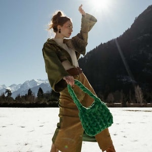 Handmade Velvet Chunky Knit Bag: Korean Style Mandu Purse - Etsy