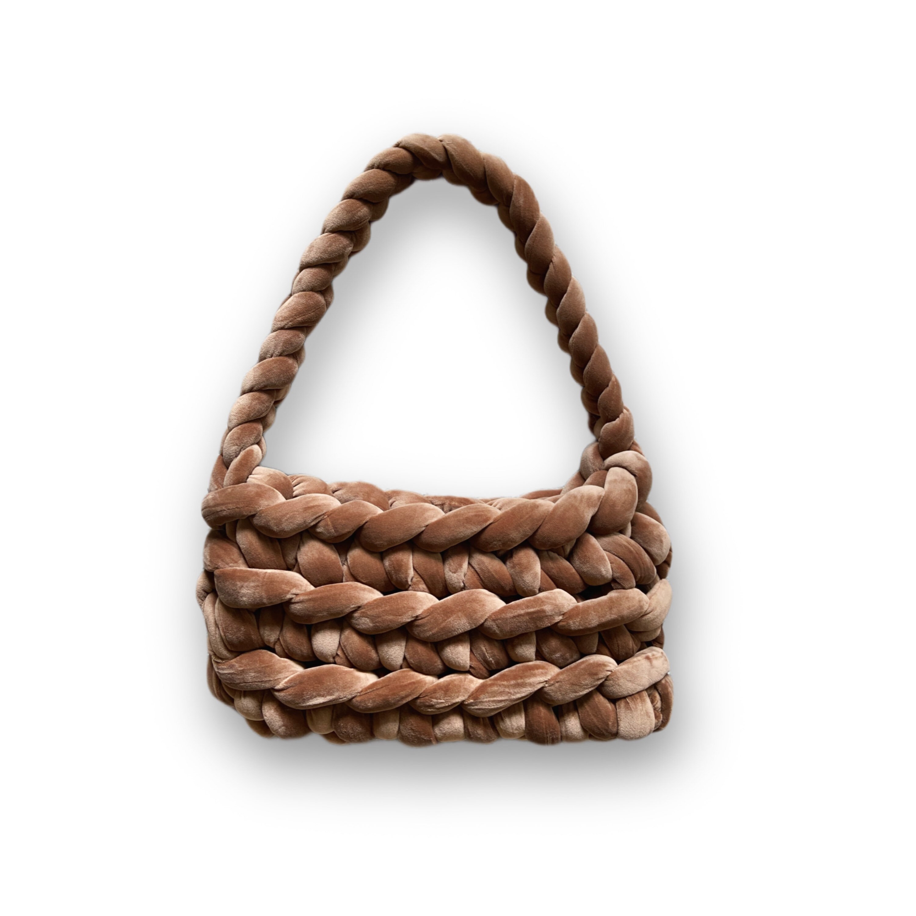 Velvet Crochet Bag, Chunky Yarn Bag, Spring Soft Knit Bag, Cozy Chunky ...