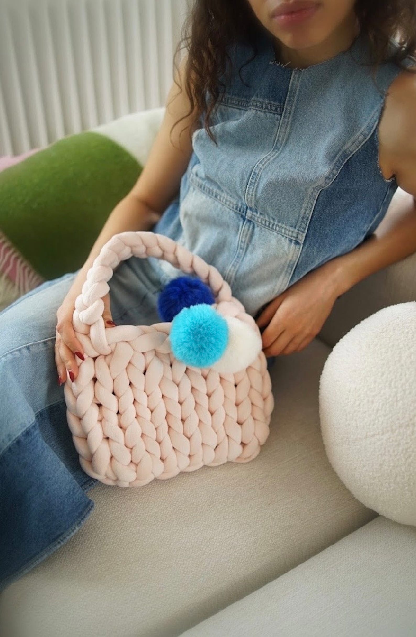Handmade Velvet Chunky Knit Bag: Korean Style Mandu Purse - Etsy