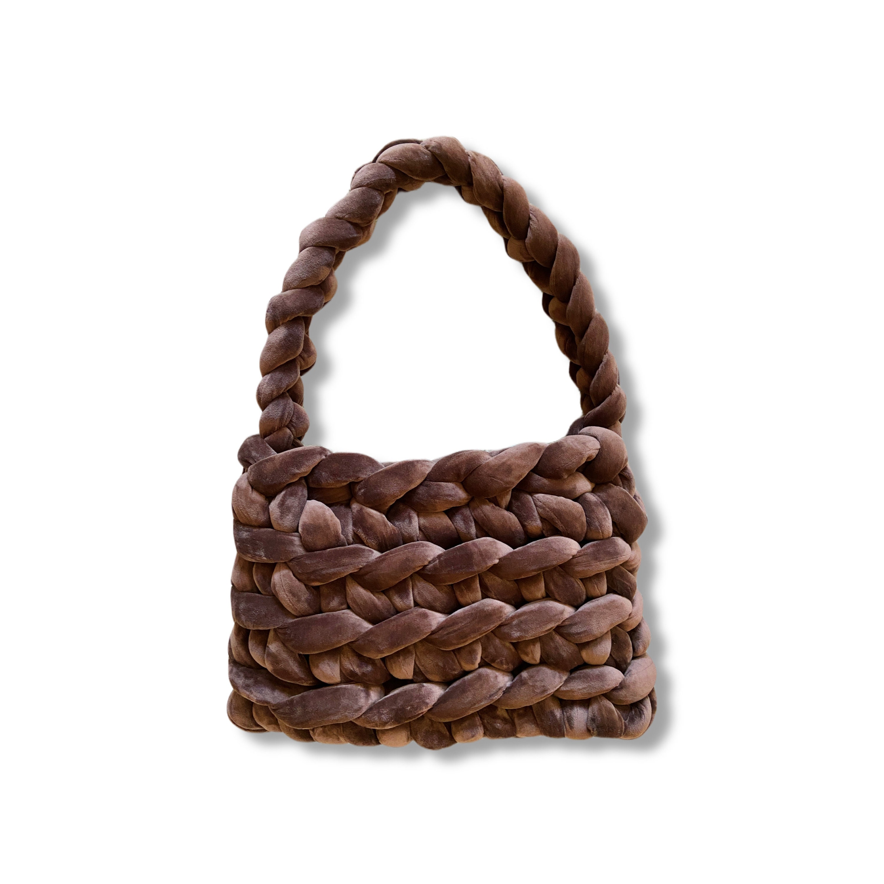 Velvet Crochet Bag, Chunky Yarn Bag, Spring Soft Knit Bag, Cozy Chunky ...