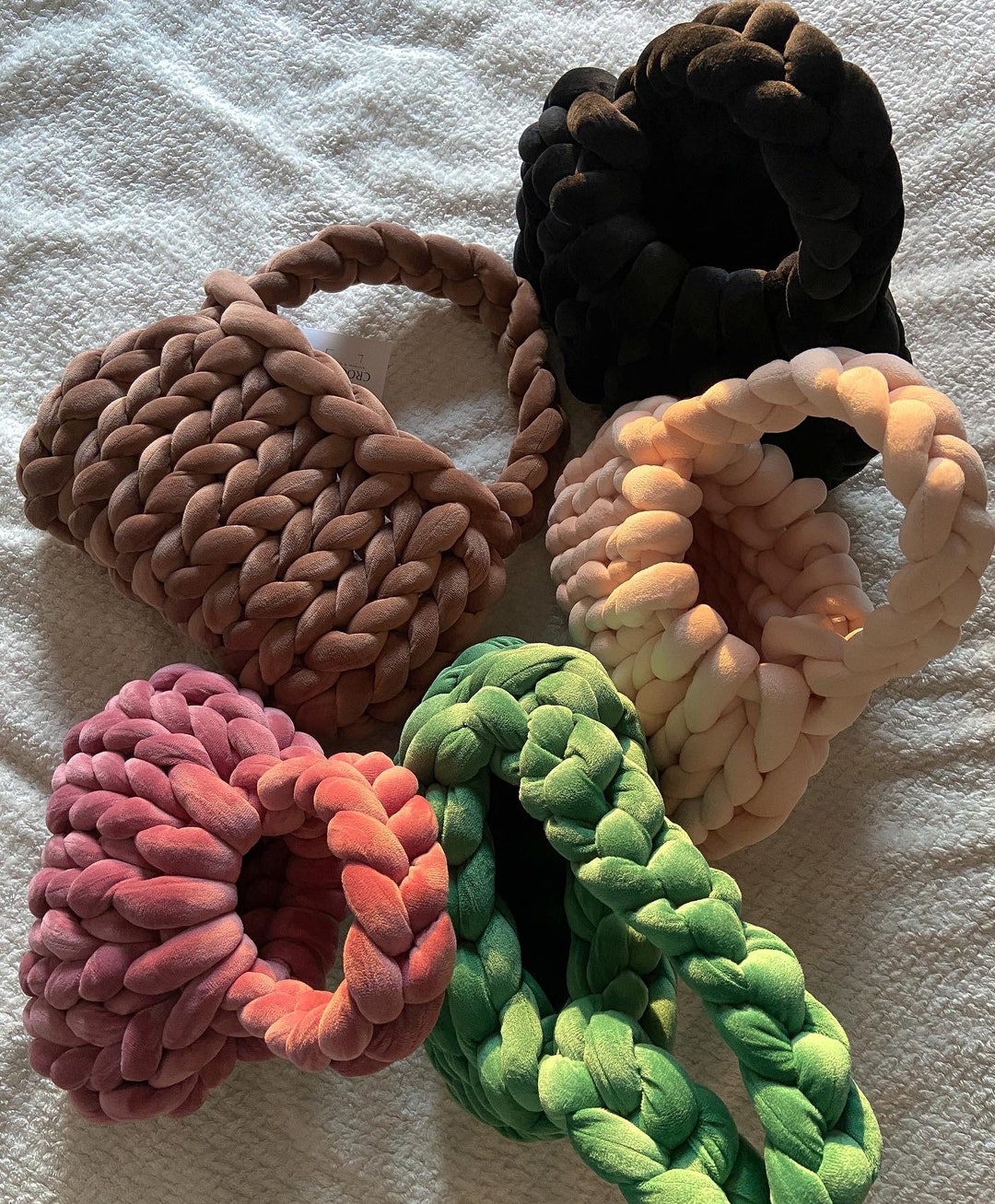 Handmade Velvet Chunky Knit Bag: Korean Style Mandu Purse - Etsy