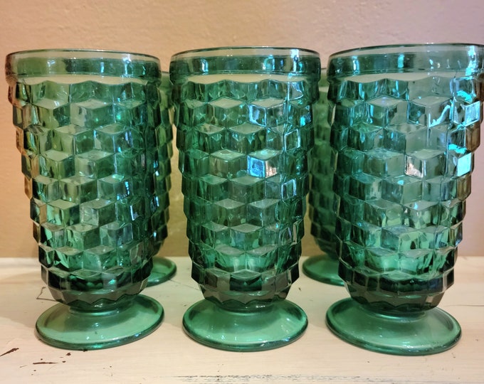 Six Colony Whitehall Teal Green Ice Tea/water Glasses, Vintage Stacked ...