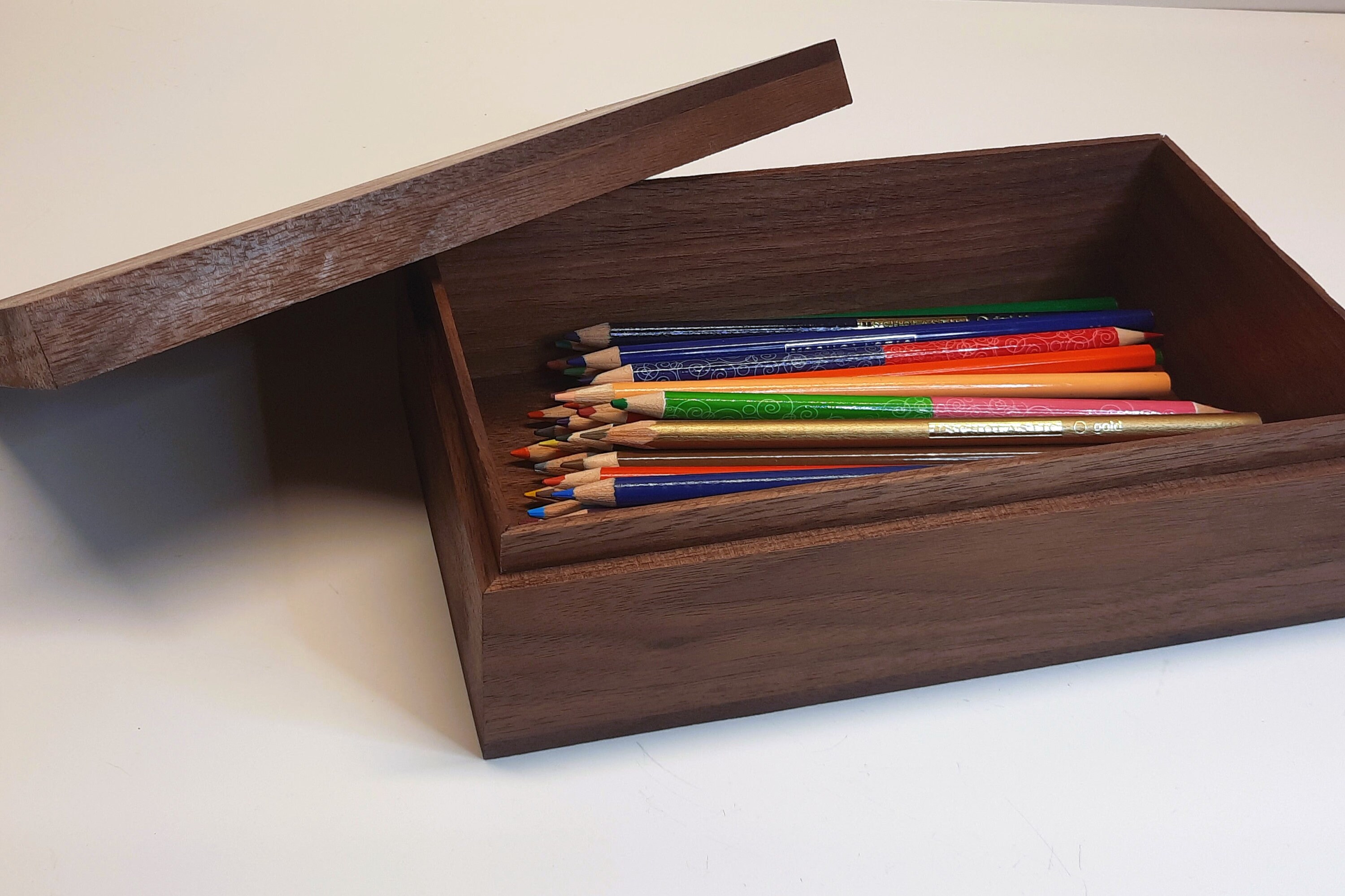 Walnut Art Box, Walnut Wooden Art Storage Box, Pencil Box, Paint Brush ...