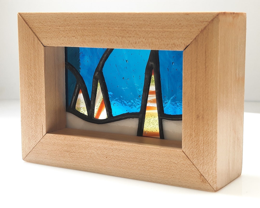 Mini Maple Stained Glass, Winter Trees Framed Stained Glass Art ...