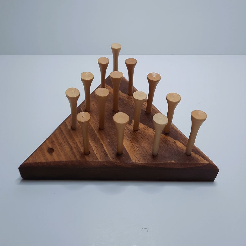 Handmade Triangle Peg Game: Dark Finish Wood Puzzle - Etsy
